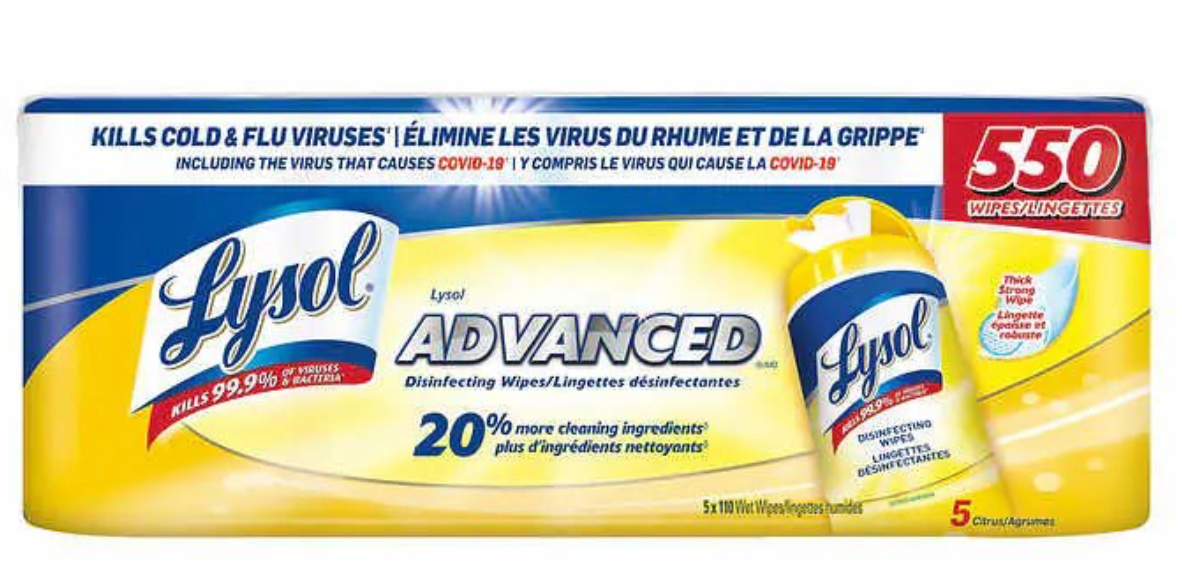 Lysol Advanced Disinfecting Wipes 550 Count – 5 Canisters of 110 Wipes ...